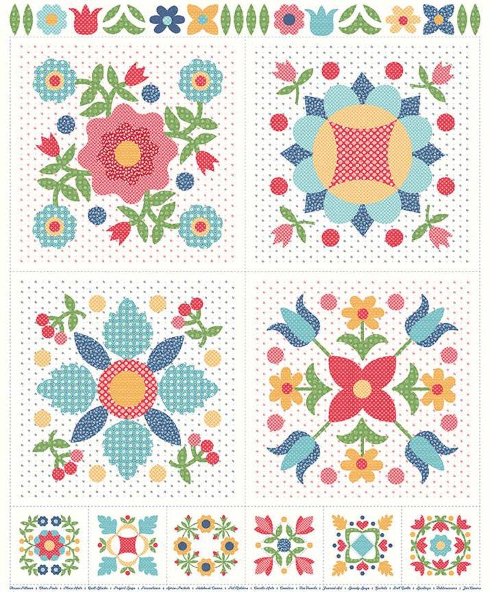 Flea Market Applique Panel P10231 Yellow - Riley Blake Designs - Vinta ...