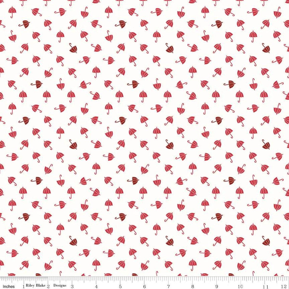 Fat Quarter End of Bolt - SALE Red Hot Umbrellas C11686 Cream - Riley ...