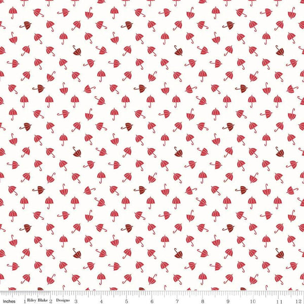 Fat Quarter End of Bolt - SALE Red Hot Umbrellas C11686 Cream - Riley ...