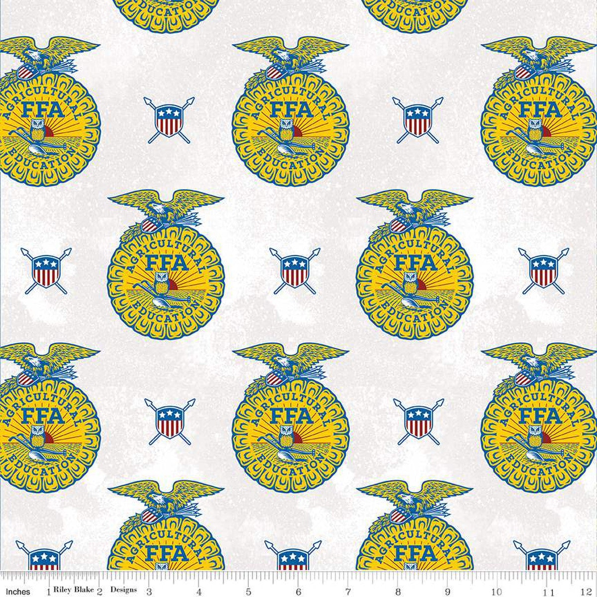 DEAL FFA Forever Blue Refreshed Emblems C13951 Off White - Riley Blake ...