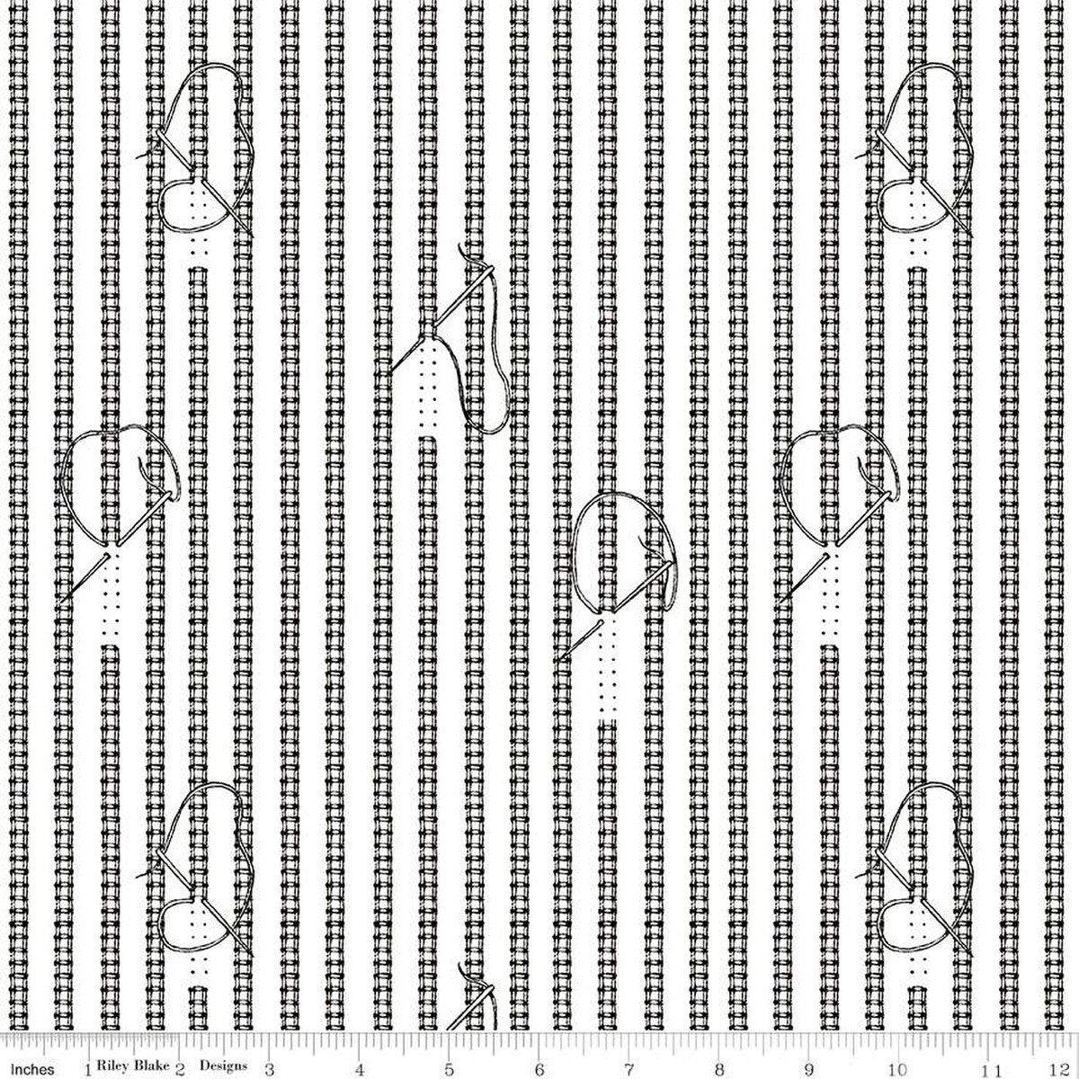 DEAL Sew Journal Stitches C13885 White - Riley Blake - Needle Thread C ...