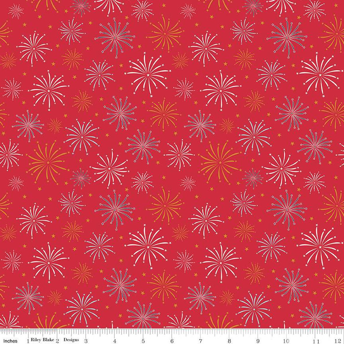 Fat Quarter End of Bolt - Sweet Freedom Fireworks SC14412 Red SPARKLE ...