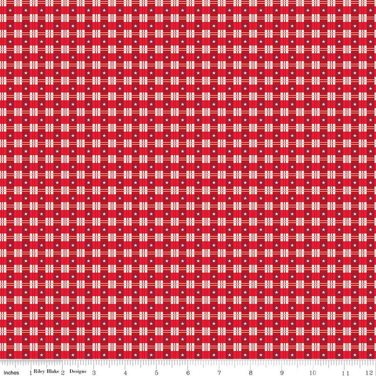32" End of Bolt - Christmas Wishes Star Plaid C15045 Red - Riley Blake ...