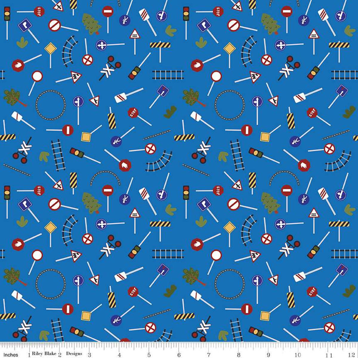 It Takes a Village Traffic Signs C15462 Blue - Riley Blake Designs - T ...