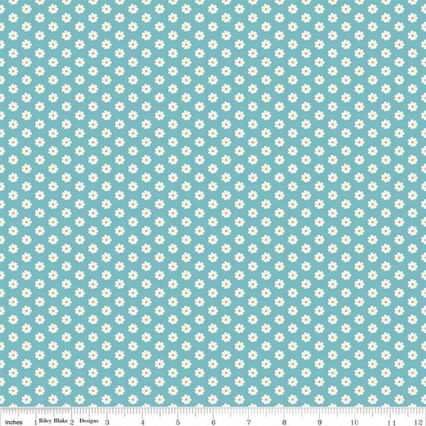 Besties Flowers C15815 Blue - Riley Blake Designs - Daisies Floral Blo ...