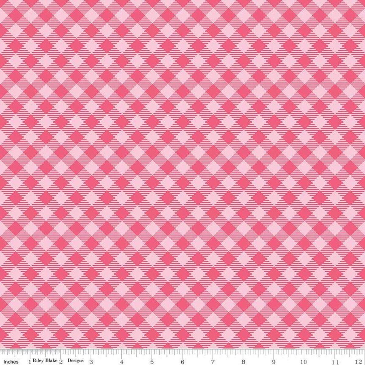 Bee Basics PRINTED Gingham C6400 Raspberry - Riley Blake Designs - Dia ...