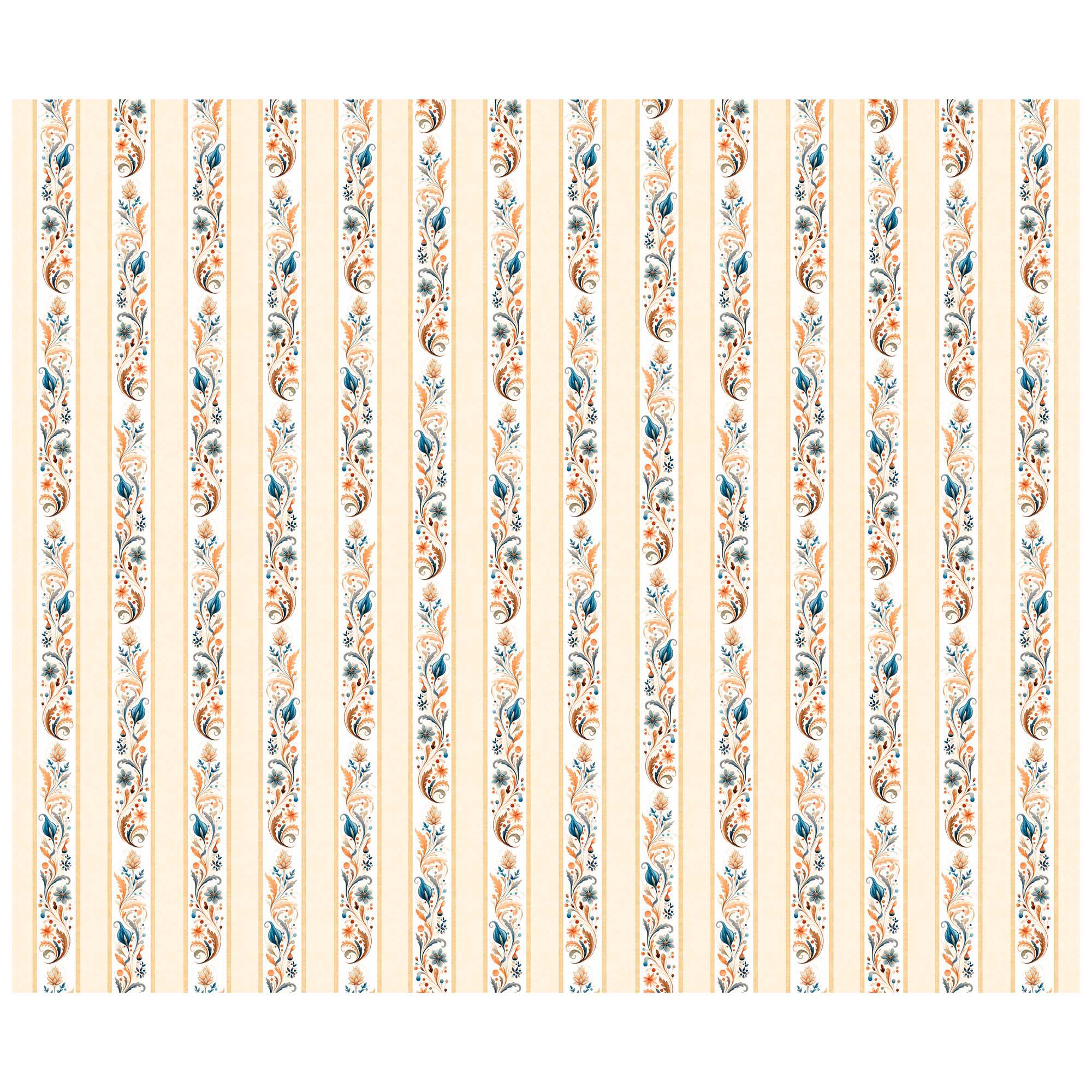 DEAL Poultry In Motion Floral Scroll Decorative Stripe 30845 Cream E ...