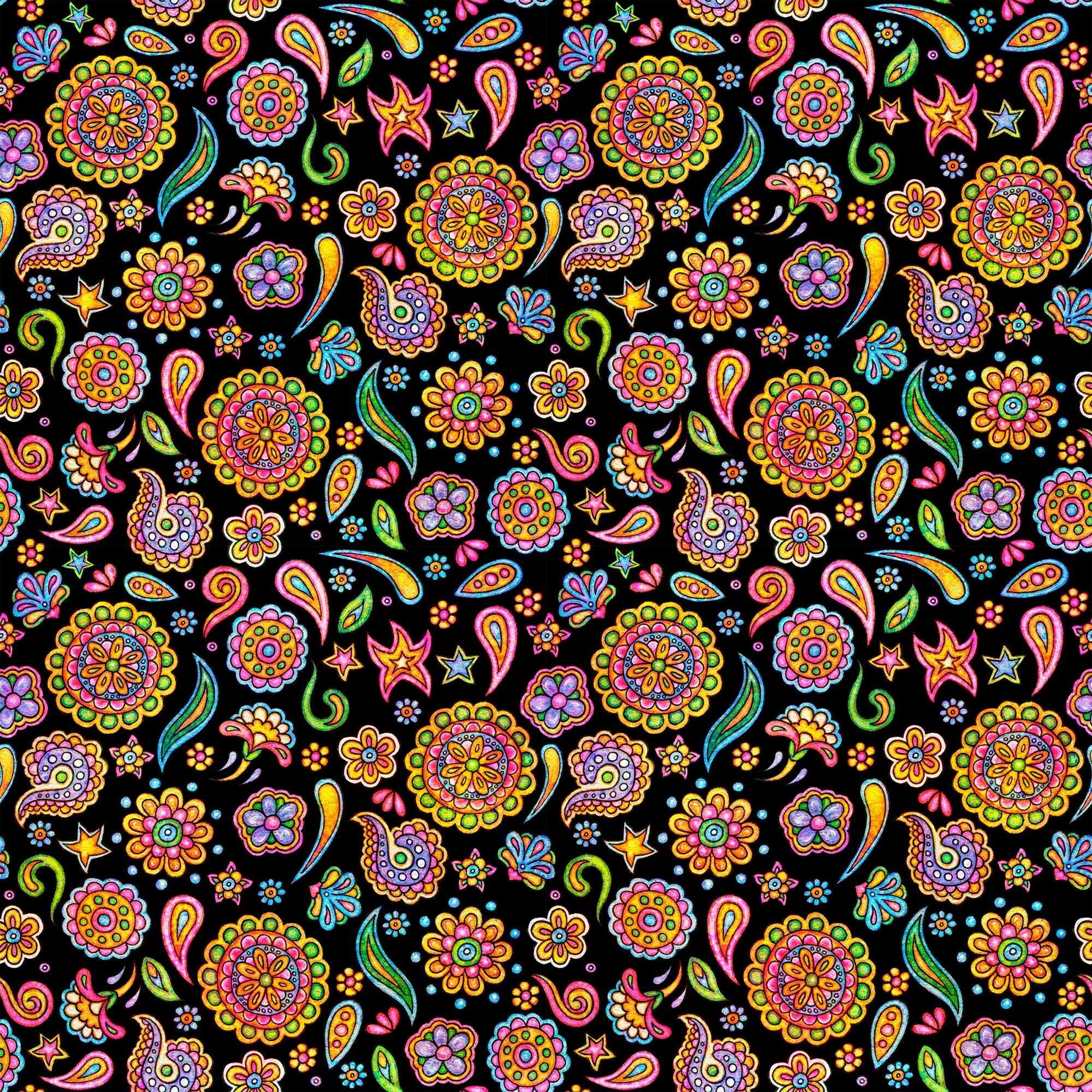 SALE Skullduggery Ditsy Geo 31144 Black J - - QT Fabrics - Floral Flow ...