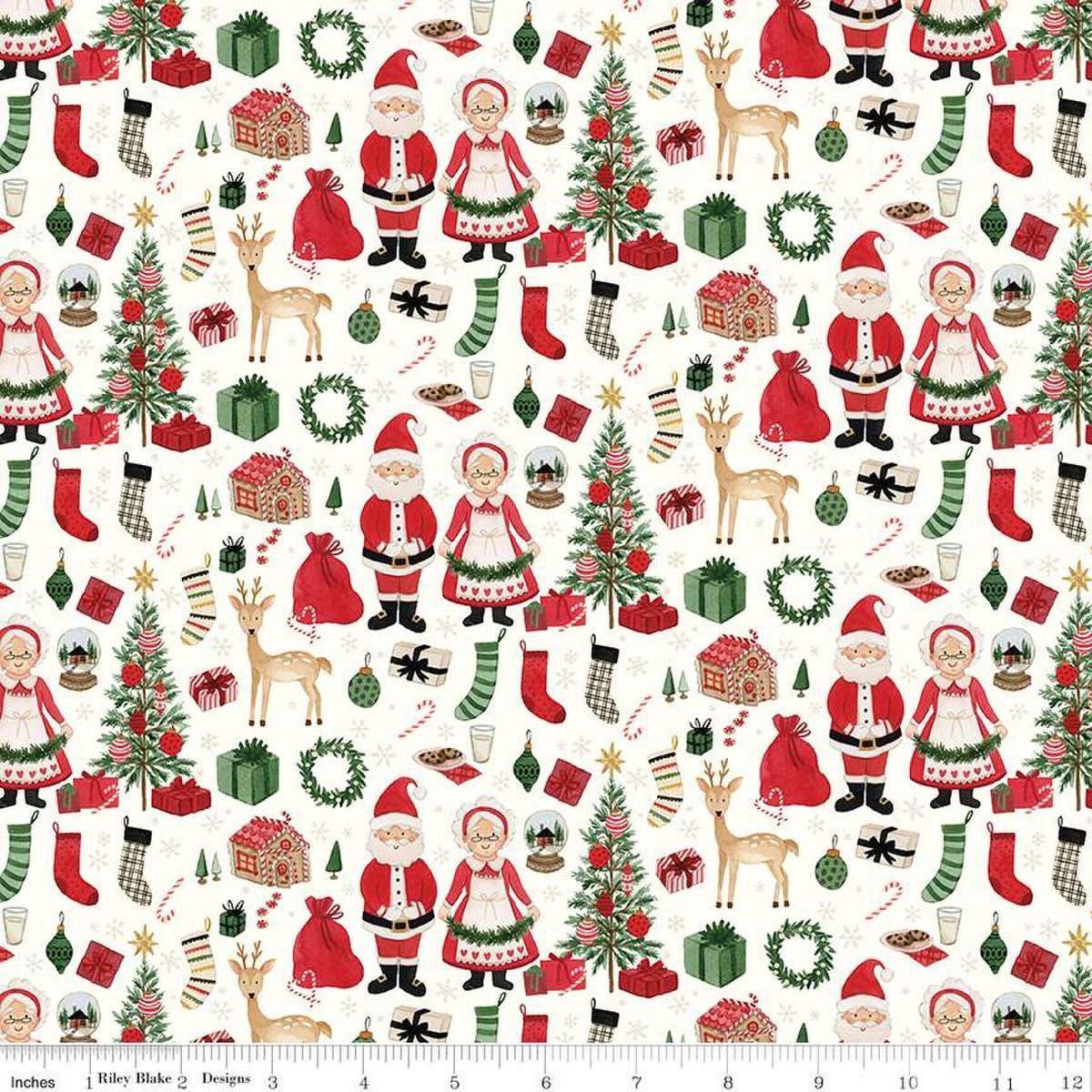 Charming Christmas Santa & Mrs. Claus C16351 Cloud - Riley Blake Desig ...