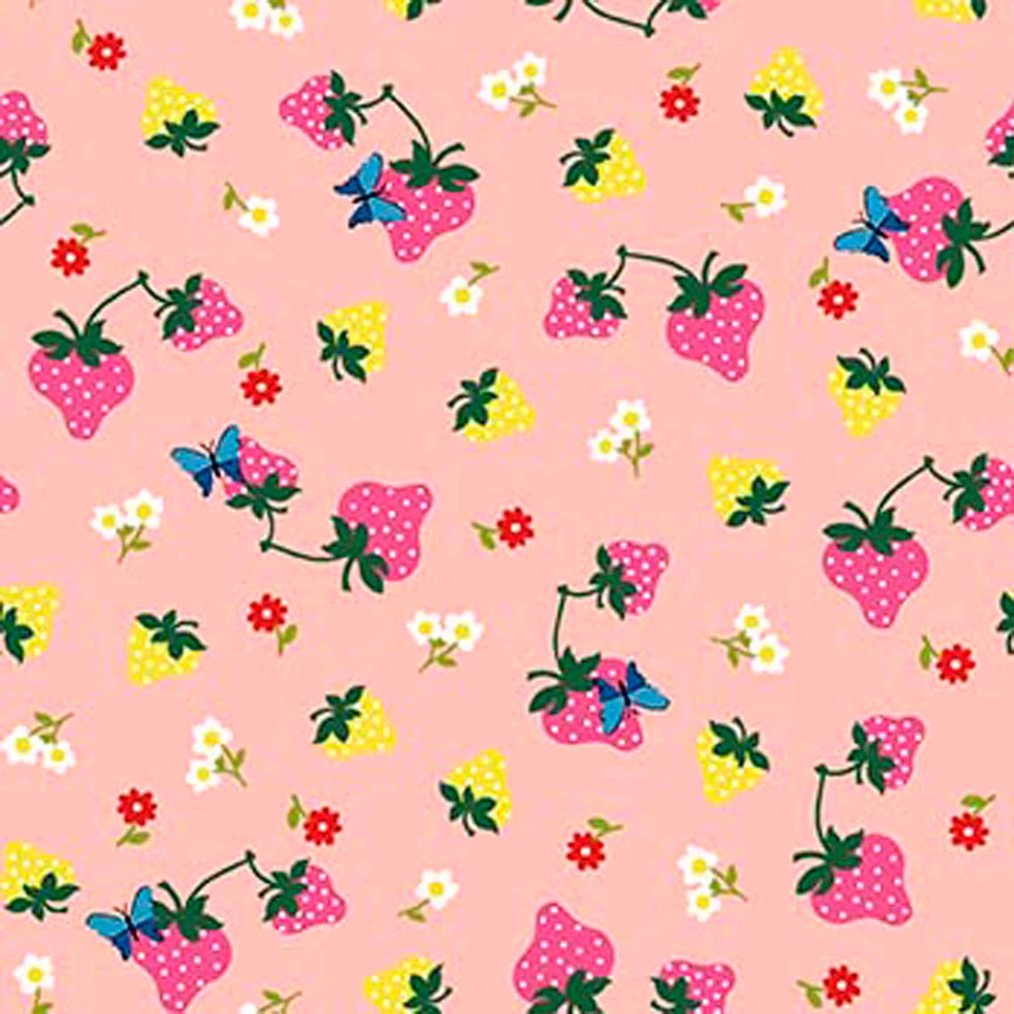 Whimsies Strawberries 31614 Pink P - QT Fabrics - Strawberry Berries S ...