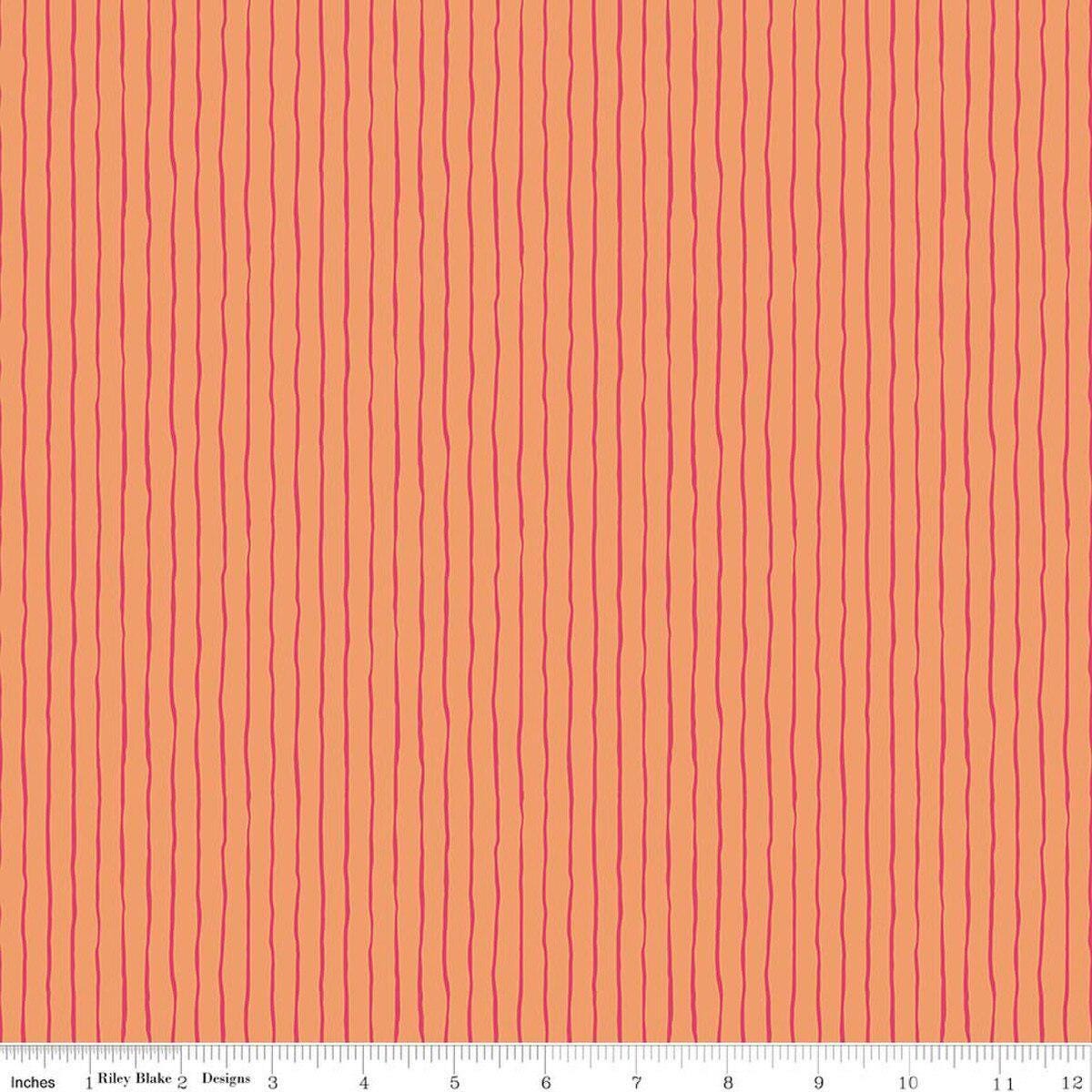 Virginia Rose Wavy Stripe C17326 Orange - Riley Blake Designs - Thin L ...