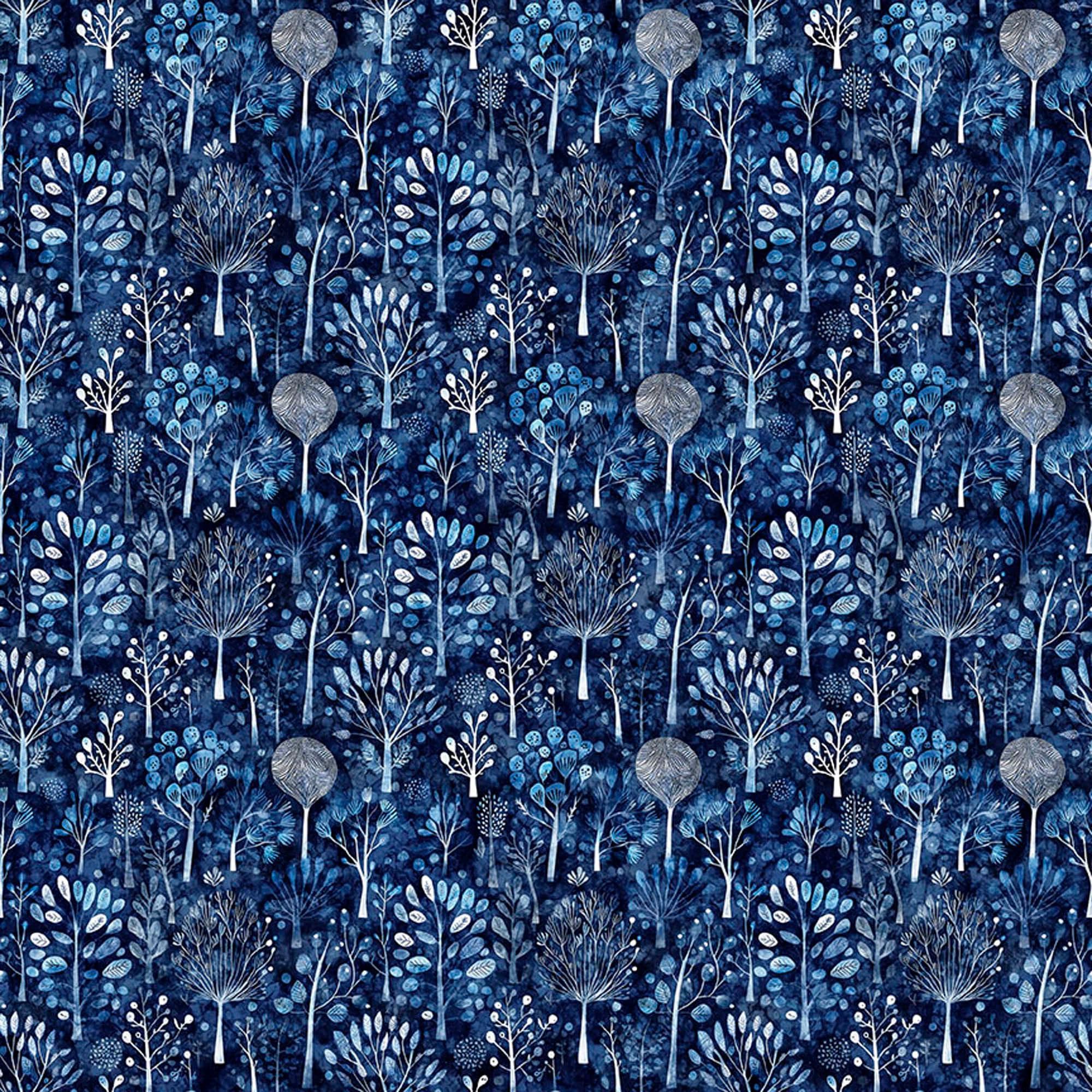 Night Owls Trees 31570 Navy N - QT Fabrics - Plants Nature Outdoors Fo ...