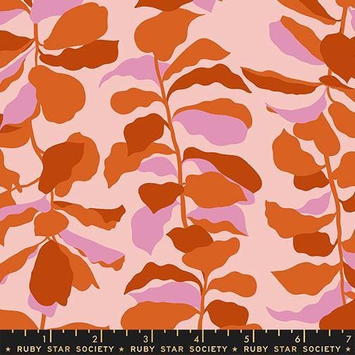 Calathea Fiddle RS5186 Cayenne - Moda Fabrics - Leaves Leaf Fig Plants ...