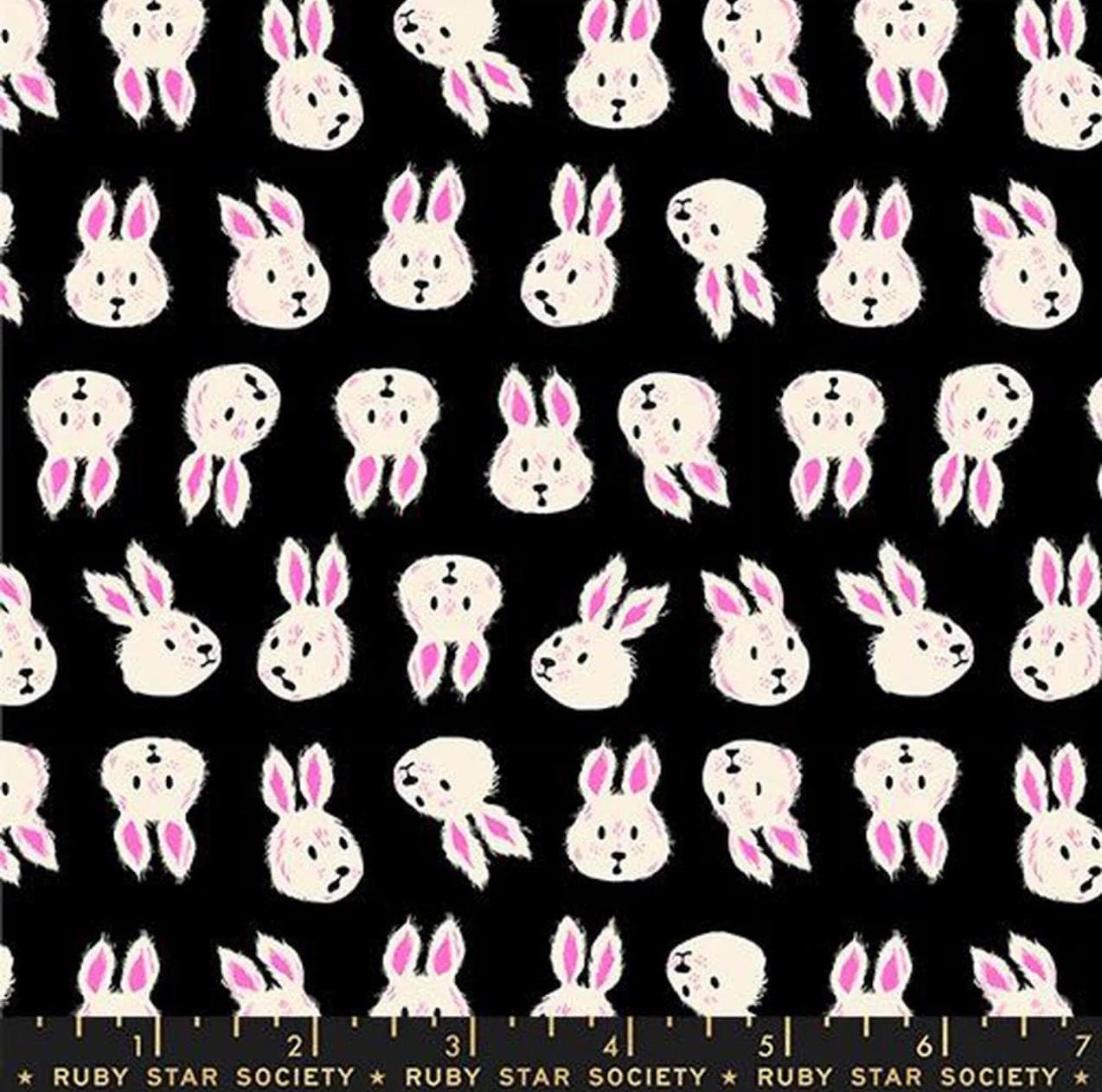 Hello Alice Rabbit RS2125 Black - Moda Fabrics - Bunny Bunnies White R ...