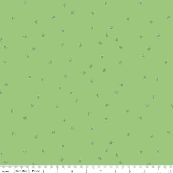 SALE New Dawn Bees C9856 Leaf - Riley Blake Designs - Green Line-Drawn ...